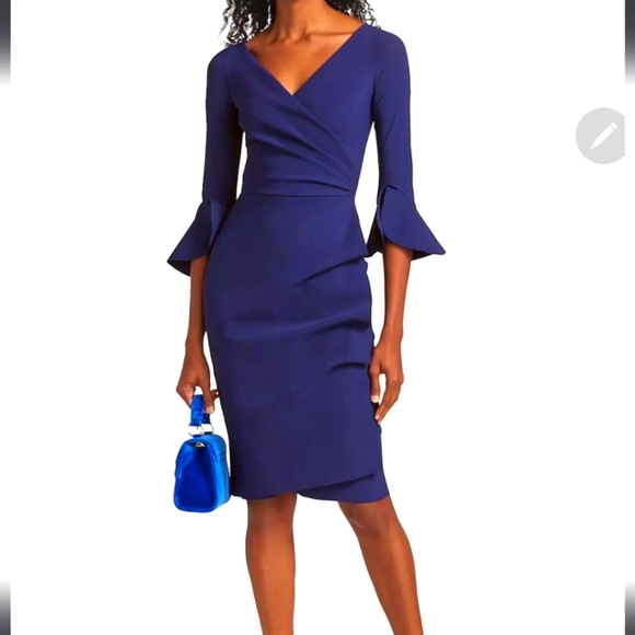 Chiara Boni | Dresses | Nwt695 Chiara Boni Trina Blue Ruffle Sheath ...